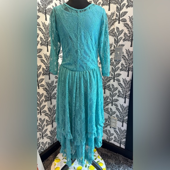 Rods | Dresses | Vintage Teal Blue Lace Midi Dress Rods 9s Stretch ...